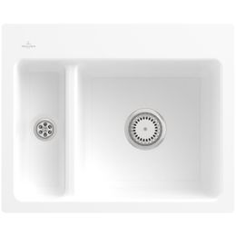 Villeroy & Boch Villeroy und Boch Subway Fl&auml;chenb&uuml;ndige Sp&uuml;le 67801FRW mit Ablaufgarnitur und Handbet&auml;tigung, Stone White