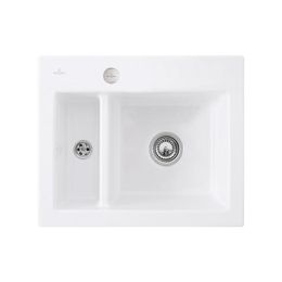 Villeroy & Boch Villeroy und Boch Subway Fl&auml;chenb&uuml;ndige Sp&uuml;le 67802FRW mit Ablaufgarnitur und Exzenterbet&auml;tigung, Stone White