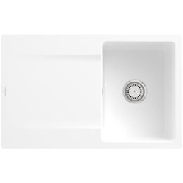 Villeroy & Boch Villeroy und Boch Fl&auml;chenb&uuml;ndige Sp&uuml;le 33341FRW mit Ablaufgarnitur und Handbet&auml;tigung, Stone White