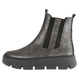 Stiefelette Gabor "Gabor Stiefelette Leder", Damen, Gr. 40,5, silber (grau, silber), Leder, Schuhe Stiefelette