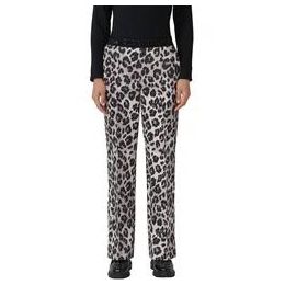 Stoffhose s.Oliver BLACK LABEL, Damen, Gr. 46, N-Gr, schwarz (schwarz leo), Web, Obermaterial: 92% Polyester, 8% Elasthan. Futter: 100% Polyester, bedruckt, weit kn&ouml;chellang, Hosen Stoffhose, mit elastischem Bund