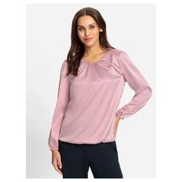 Satinbluse Lady, Damen, Gr. 50, lila (hortensie), 97% Polyester, 3% Elasthan, unifarben, Rundhals, Blusen