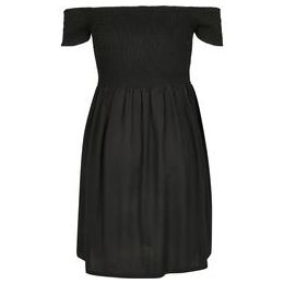 Shirtkleid Urban Classics "Urban Classics Damen Ladies Smoked Off Shoulder Dress", Damen, Gr. XXL, US-Gr&ouml;&szlig;en, schwarz, 100% Viskose, unifarben, normal, Carmenausschnitt, Kleider Shirtkleid