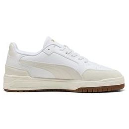 Sneaker Puma "SHUFFLE DOWNTOWN OG", Damen, Gr. 44,5, Puma wei&szlig;, vapor gray, Puma gold, Synthetik, Schuhe Sneaker, mit Gummilaufsohle, Obermaterial aus Synthetik, mit Schn&uuml;rverschluss