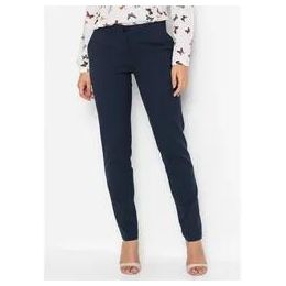 Anzughose bonprix "Anzugshose", Damen, Gr. 44, K-Gr, blau (dunkelblau (l&auml;nge: kurz)), Obermaterial: 76% Polyester, 22% Viskose, 2% Elasthan, slim fit, Hosen Anzughose, aus Polyester, Viskose und Elasthan, schmale Passform