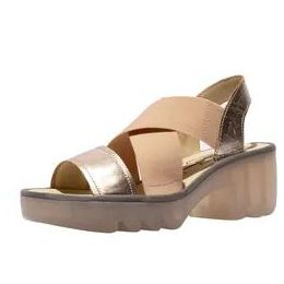 High-Heel-Sandalette Fly London "Fly London Sandalen Leder/Textil", Damen, Gr. 38, bronze, Leder, Textil, Schuhe