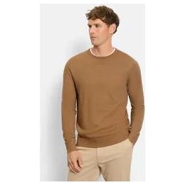 Strickpullover OLYMP "OLYMP Casual Strick", Herren, Gr. S, nougat, 85% Schurwolle, 15% Seide, Pullover Strickpullover