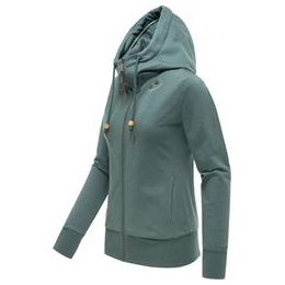 Kapuzensweatjacke Ragwear "Paya Intl.", Damen, Gr. XS (34), pine gr&uuml;n26, Material: 50% Baumwolle, 50% Polyester, tailliert h&uuml;ftbedeckend, hoch geschlossener Ausschnitt, eng Rippb&uuml;ndchen, Sweatjacken, sportlicher Damen Kapuzensweater mit Kordeln