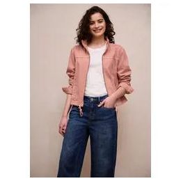 Jeansjacke STREET ONE STUDIO, Damen, Gr. 46, pink authentic washed, Jeans, 100% Baumwolle, unifarben, normal normal, V-Ausschnitt, abgesteppt, Jacken Jeansjacke, aus reiner Baumwolle