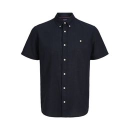 Jack & Jones Kurzarmhemd JACK & JONES "JPRBLUSUMMER LIN. BL. SHIELD SS SHIRT SN", Herren, Gr. L, N-Gr, sky captain fit:regular fit, Web, Obermaterial: 70% Baumwolle, 30% Leinen, unifarben, regular fit normal, gerader Abschluss, Hemden, mit Stickerei