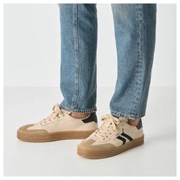 Sneaker Tamaris, Herren, Gr. 43, beige kombiniert, Lederimitat, Textil, Veloursleder, kontrastfarbene Details, Schuhe Sneaker, Freizeitschuh, Halbschuh, Schn&uuml;rschuh mit Kontrastbesatz, f&uuml;r Herren