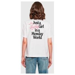 T-Shirt MISS TEE "Miss Tee Friday Girl Tee", Damen, Gr. S, wei&szlig;, 100% Baumwolle, bedruckt, oversize, Rundhals, Shirts T-Shirt