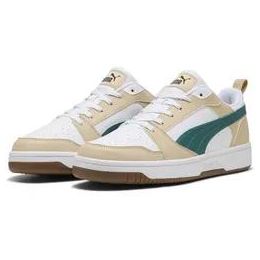 Sneaker Puma "Rebound V6 Low Sneakers Erwachsene", Damen, Gr. 39, toasted almond emerald ice wei&szlig; beige gr&uuml;n, Obermaterial: Textil, Synthetik. Futter: Textil. Innensohle: Textil. Laufsohle: Gummi, Schuhe Sneaker
