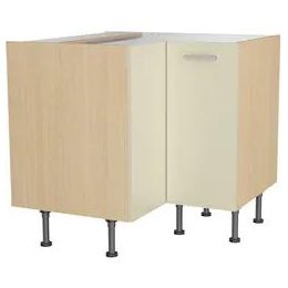 Eckunterschrank KOCHSTATION "KS-Lucy", stain, eiche hell, B:90cm H:87cm T:58,1cm, Schr&auml;nke, Eckunterschrank, Breite 90 x 90 cm, mit 2 T&uuml;ren, Soft-Close, h&ouml;henverstellbare F&uuml;&szlig;e