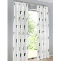 Gardine HEINE HOME Gr. 3, gr&uuml;n (salbei), B:140cm H:225cm, Polyester, Gardinen, Gardine