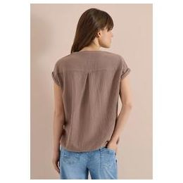Shirtbluse Cecil, Damen, Gr. XXL (46), urban taupe, Web, 100% Baumwolle, unifarben, klassisch normal, Rundhals, abgesteppt, Blusen, mit geschlitztem Rundhalsausschnitt