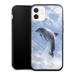 DeinDesign iPhone 12 mini Handy Slim Case extra d&uuml;nn Silikon Handyh&uuml;lle schwarz H&uuml;lle Wale Ocean Dolphin Silikon Slim Case