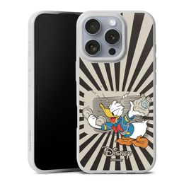 DeinDesign iPhone 16 Pro Handy Silikon H&uuml;lle Case wei&szlig; Handyh&uuml;lle Official Licensed Product Donald Duck Disney Silikon Case