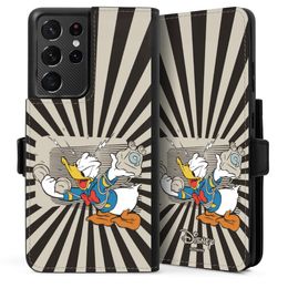 DeinDesign Galaxy S21 Ultra 5G Handy Klapph&uuml;lle Handyh&uuml;lle aus Kunst Leder schwarz Flip Case Official Licensed Product Donald Duck Disney Sideflip mit Lasche