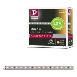 Paulmann LED-Streifen "MaxLED 500 LED Strip Warmwei&szlig; Einzelstripe", silber (silberfarben), Dioden 64 Stk., Gesamtl&auml;nge 1m, Lichterketten, LED-Streifen