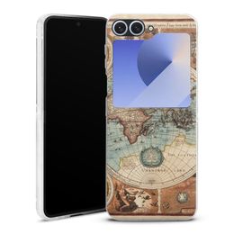 DeinDesign Galaxy Z Flip 6 Handy Hard Case Schutzh&uuml;lle transparent Smartphone Handy H&uuml;lle World Map Vintage Map Hard Case