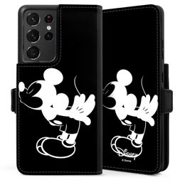 DeinDesign Galaxy S21 Ultra 5G Handy Klapph&uuml;lle Handyh&uuml;lle aus Kunst Leder schwarz Flip Case Official Licensed Product Disney Mickey Mouse Sideflip mit Lasche