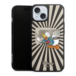 DeinDesign iPhone 15 Handy Premium Silikon H&uuml;lle Handyh&uuml;lle schwarz Case Official Licensed Product Donald Duck Disney Silikon Premium Case