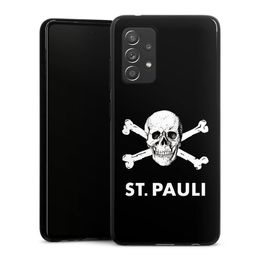 DeinDesign Galaxy A52s 5G Handy Silikon H&uuml;lle Case schwarz Handyh&uuml;lle Totenkopf Official Licensed Product Fc St. Pauli