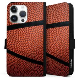 DeinDesign iPhone 14 Pro Max Handy Klapph&uuml;lle Handyh&uuml;lle aus Kunst Leder schwarz Flip Case Sports Ball Basketball Sideflip mit Lasche