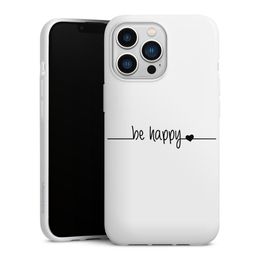 DeinDesign iPhone 13 Pro Handy Silikon H&uuml;lle Case wei&szlig; Handyh&uuml;lle Happiness Statement Motiv Ohne Hintergrund Silikon Case