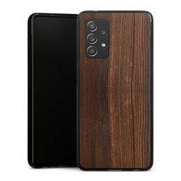 DeinDesign Galaxy A52 5G Handy Silikon H&uuml;lle Case schwarz Handyh&uuml;lle Wooden Look Wood Nut Tree
