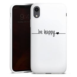 DeinDesign iPhone Xr Handy Silikon H&uuml;lle Case wei&szlig; Handyh&uuml;lle Happiness Statement Motiv Ohne Hintergrund Silikon Case