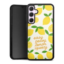 DeinDesign Galaxy A55 5G Handy Gallery Case Handyh&uuml;lle 9H Geh&auml;rtetes Glas R&uuml;ckseite H&uuml;lle Spruch Statement Lemon Gallery Case