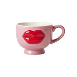 Rice Keramik Becher Lips 250 ml &Oslash; 9 cm, H&ouml;he 8 cm, pink skandinavische Deko Online Shop