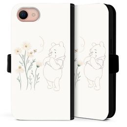 DeinDesign iPhone 16e Handy Klapph&uuml;lle Handyh&uuml;lle aus Kunst Leder schwarz Flip Case Disney Bee Winnie The Pooh Sideflip mit Lasche