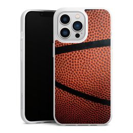 DeinDesign iPhone 13 Pro Handy Silikon H&uuml;lle Case wei&szlig; Handyh&uuml;lle Ball Sports Basketball Silikon Case
