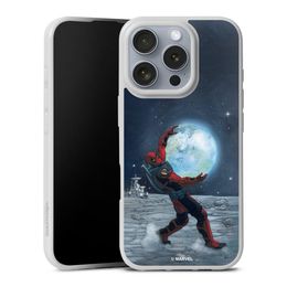 DeinDesign iPhone 16 Pro Handy Silikon H&uuml;lle Case wei&szlig; Handyh&uuml;lle Moon Marvel Deadpool Silikon Case