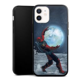 DeinDesign iPhone 12 mini Handy Slim Case extra d&uuml;nn Silikon Handyh&uuml;lle schwarz H&uuml;lle Moon Marvel Deadpool Silikon Slim Case