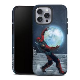 DeinDesign iPhone 16 Pro Max Handy Panzer Handyh&uuml;lle robuste Outdoor H&uuml;lle Schutzh&uuml;lle gl&auml;nzend Moon Marvel Deadpool Tough Case