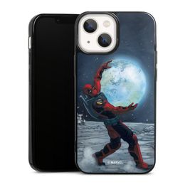 DeinDesign iPhone 13 Mini Handy Slim Case extra d&uuml;nn Silikon Handyh&uuml;lle schwarz H&uuml;lle Moon Marvel Deadpool Silikon Slim Case