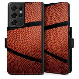 DeinDesign Galaxy S21 Ultra 5G Handy Klapph&uuml;lle Handyh&uuml;lle aus Kunst Leder schwarz Flip Case Ball Sports Basketball Sideflip mit Lasche