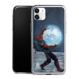 DeinDesign iPhone 11 Handy Slim Case Silikon Handyh&uuml;lle transparent H&uuml;lle extra d&uuml;nn Deadpool Moon Marvel Silikon Slim Case
