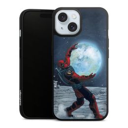 DeinDesign iPhone 15 Handy Premium Silikon H&uuml;lle Handyh&uuml;lle schwarz Case Moon Marvel Deadpool Silikon Premium Case