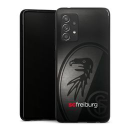 DeinDesign Galaxy A52s 5G Handy Silikon H&uuml;lle Case schwarz Handyh&uuml;lle Sc Freiburg Official Licensed Product Metallic Look