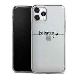 DeinDesign iPhone 11 Pro Handy Slim Case Silikon Handyh&uuml;lle transparent H&uuml;lle extra d&uuml;nn Motiv Ohne Hintergrund Statement Happiness Silikon Slim Case