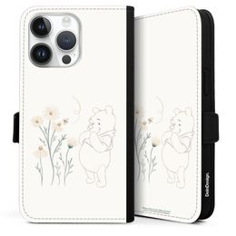 DeinDesign iPhone 14 Pro Max Handy Klapph&uuml;lle Handyh&uuml;lle aus Kunst Leder schwarz Flip Case Disney Bee Winnie The Pooh Sideflip mit Lasche