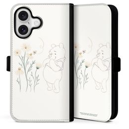 DeinDesign iPhone 16 Handy Klapph&uuml;lle Handyh&uuml;lle aus Kunst Leder schwarz Flip Case Disney Bee Winnie The Pooh Sideflip mit Lasche