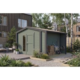 Gartenhaus Weka "Killarney", gr&uuml;ngrau, anthrazit, ohne Fu&szlig;boden, ohne Dacheindeckung, Massivholz, Gartenh&auml;user, Gartenhaus, Doppelt&uuml;r, 1 1/2 Seite mit Fenster