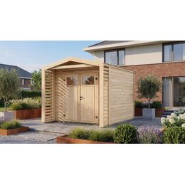 Gartenhaus Weka "Killarney", naturbelassen, ohne Fu&szlig;boden, ohne Dacheindeckung, Massivholz, Gartenh&auml;user, Gartenhaus, Doppelt&uuml;r, 1/4 verglast, inkl. Rhombusvordach