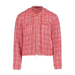 Jackenblazer Betty Barclay "Damen mit Fransen", Damen, Gr. 46, bunt (rot, pink), Obermaterial: 65% Polyacryl, 18% Baumwolle, 17% Polyester, normal normal, Rundhals, Blazer, Material